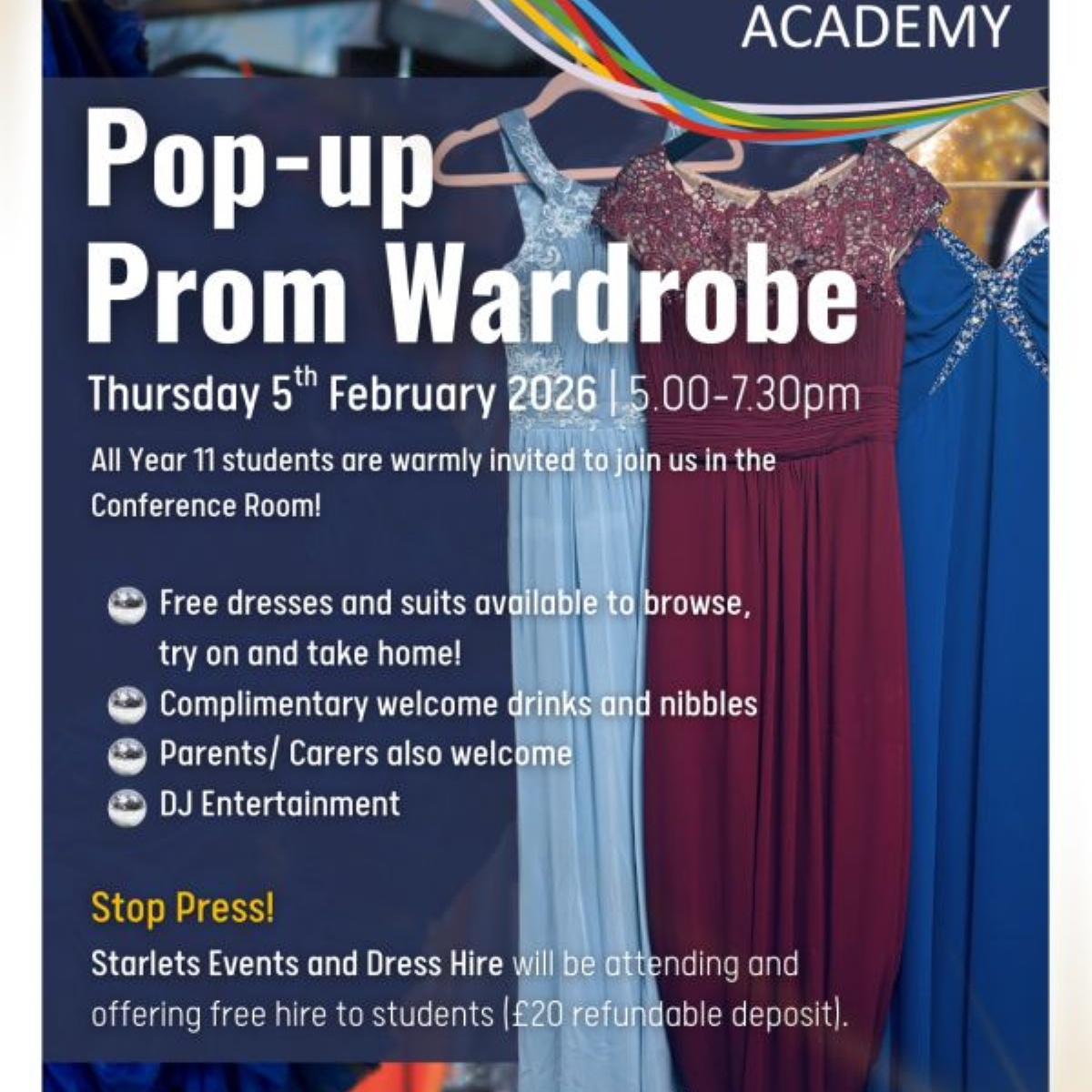 Ken Stimpson Academy - Pop-up Prom Wardrobe